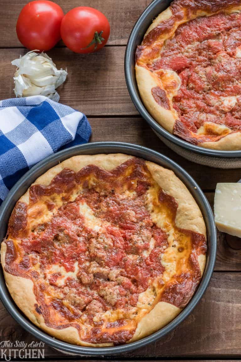 Chicago Style Deep Dish Pizza Recipe - This Silly Girl's Kitchen