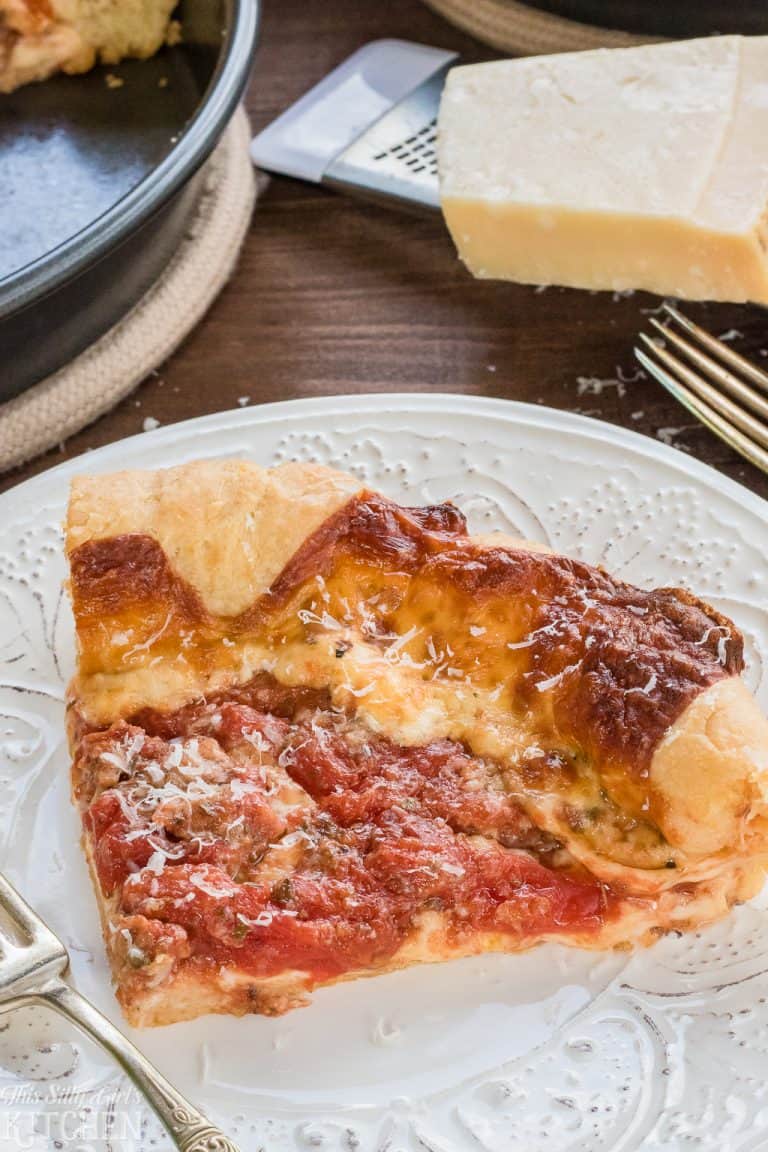 Chicago Style Deep Dish Pizza Recipe - This Silly Girl's Kitchen