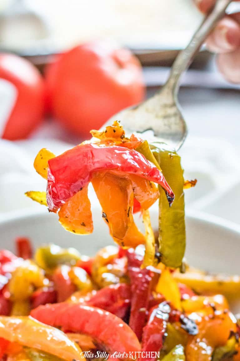 Easy Oven Roasted Bell Peppers Recipe - This Silly Girl's Kitchen