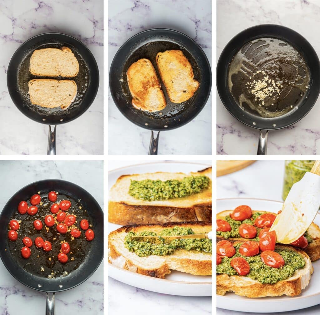 Pesto Toast Recipe with Tomatoes