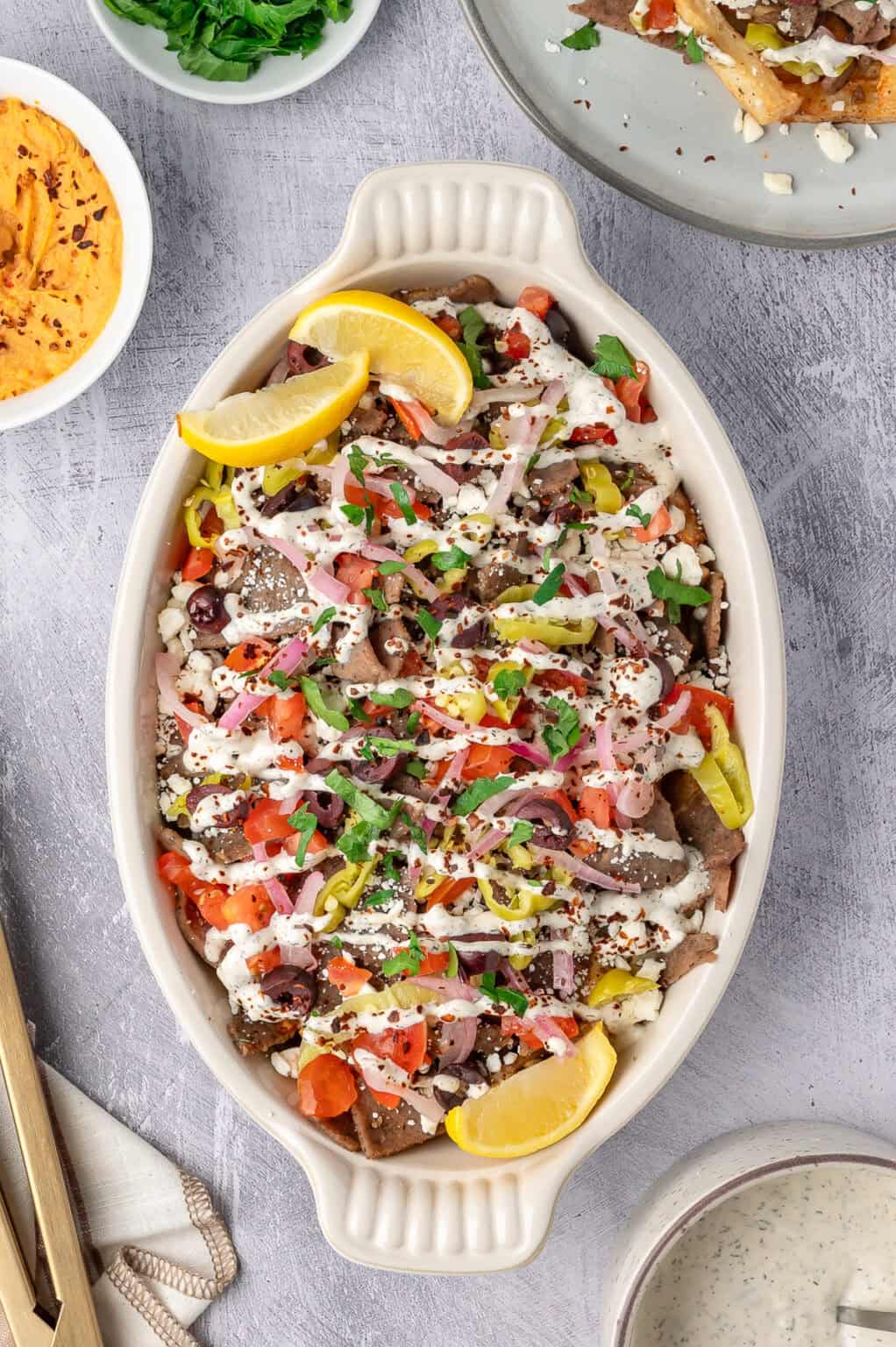 Baked Greek Fries with Gyro Meat