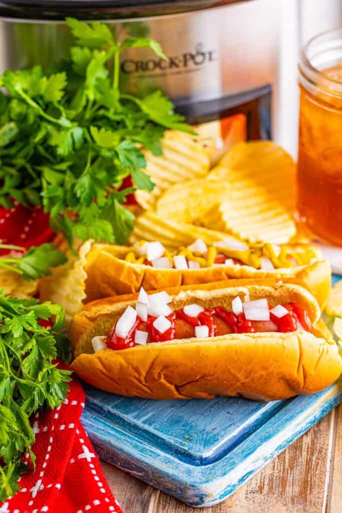 Easy Crockpot Hot Dogs Recipe (Slow Cooker) - This Silly Girl’s Kitchen